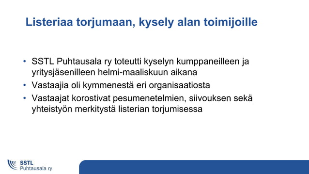 Listerian hallinta puhtausalan näkökulmasta | PPT