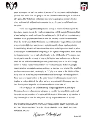 Minnesota USHL Team - Rochester Rams | PDF