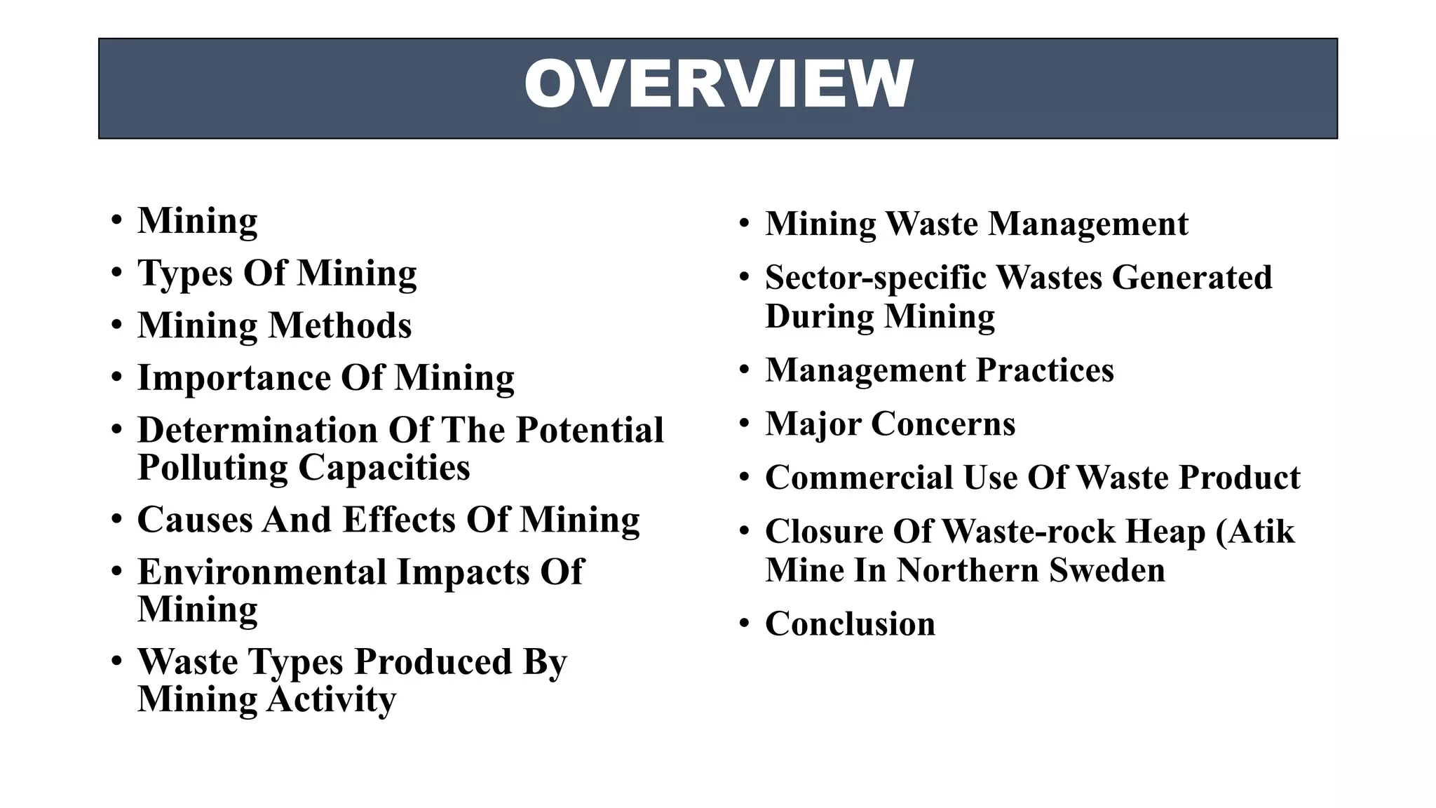 Minning waste management | PPTX