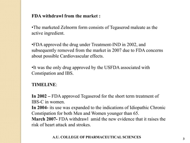 Case Study- FDA WITHDRAWL OF IBS-C DRUG ZELNORM DUE TO CARDIOVASCULAR ...