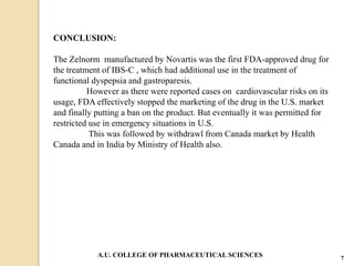 Case Study- FDA WITHDRAWL OF IBS-C DRUG ZELNORM DUE TO CARDIOVASCULAR ...