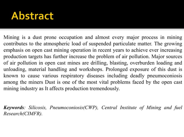 Dust control practices in open cast mining industry. | PPTX
