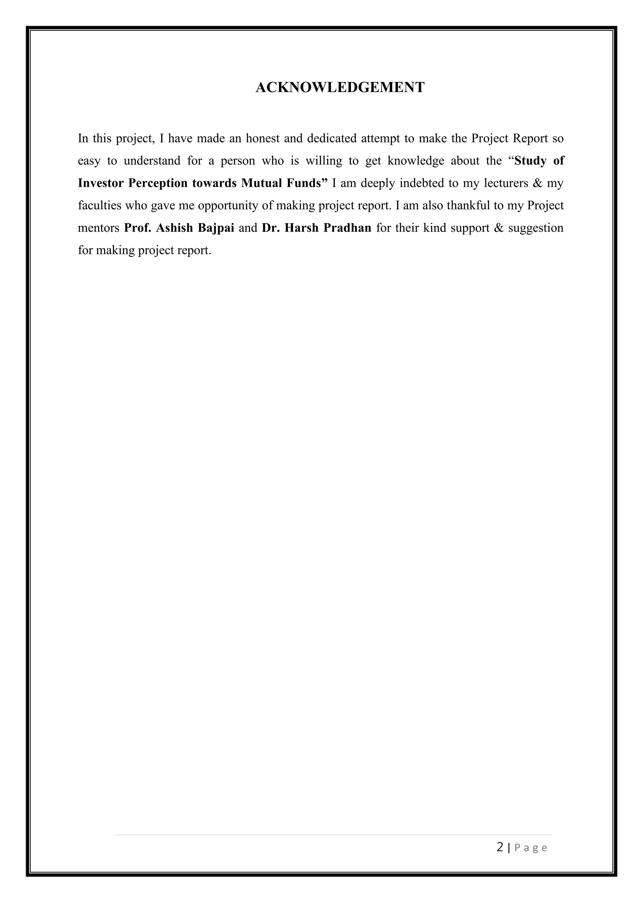 Study of Investor Perception towards Mutual Funds | PDF