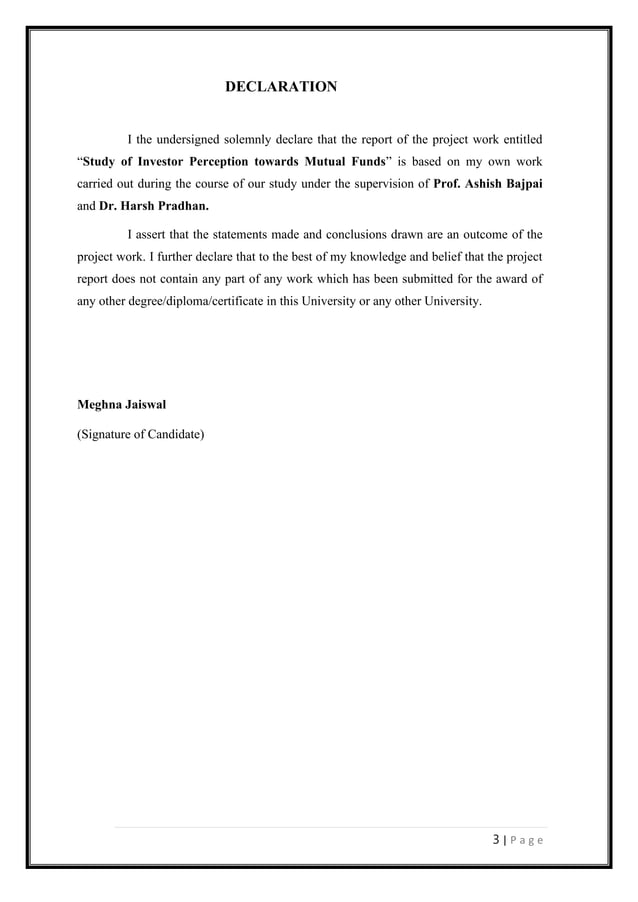 Study of Investor Perception towards Mutual Funds | PDF