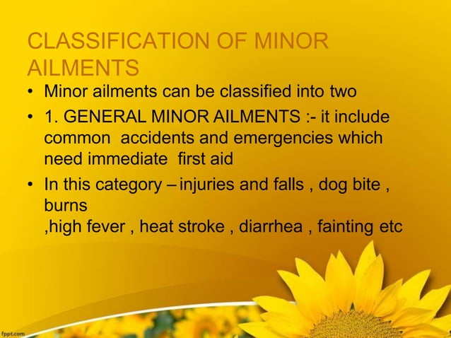 Minor ailments and first aid formalities | PPT