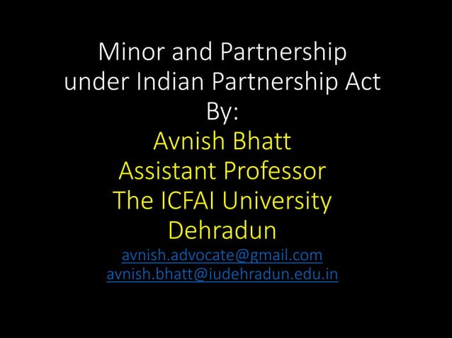 Minor as a partner | PPTX | Law
