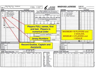 How To Fill Out A Minor Box Lacrosse Scoresheet | PPT