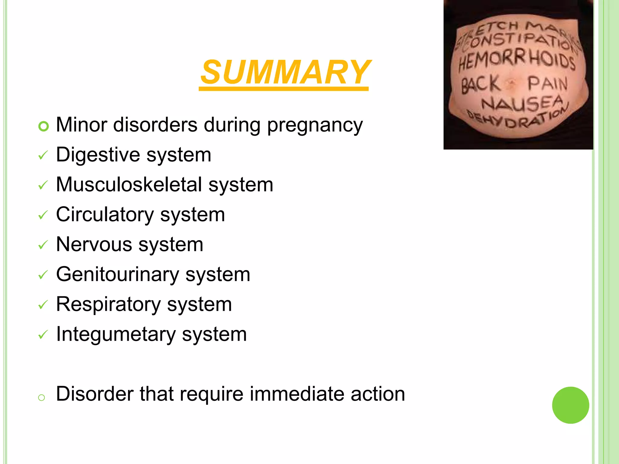 Minor disorder of pregnancy ppt | PPTX