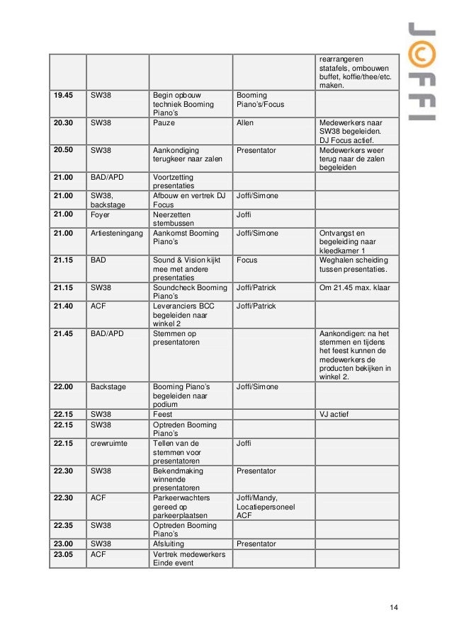 Minor Eventmanagement - Draaiboek BCC