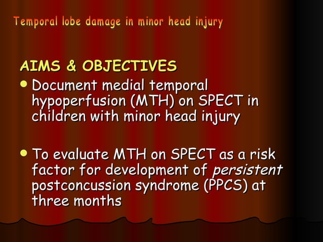 Minor head injury & medial temporal damage | PPT