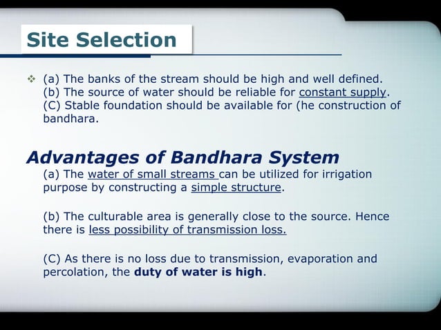 Minor Irrigation for water resources engineering | PDF | Water Services ...