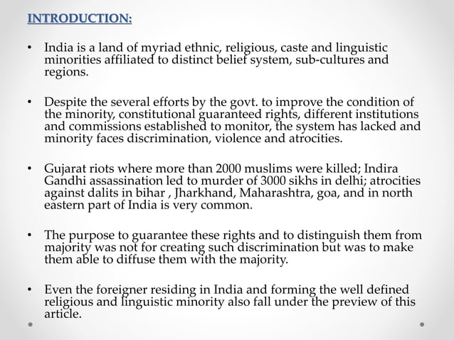 Minority rights in india | PPTX | Religion & Spirituality
