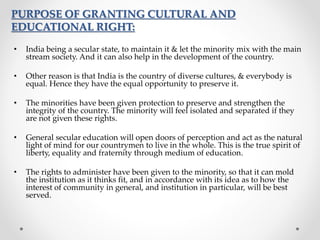 Cultural And Educational Rights Of Minorities
