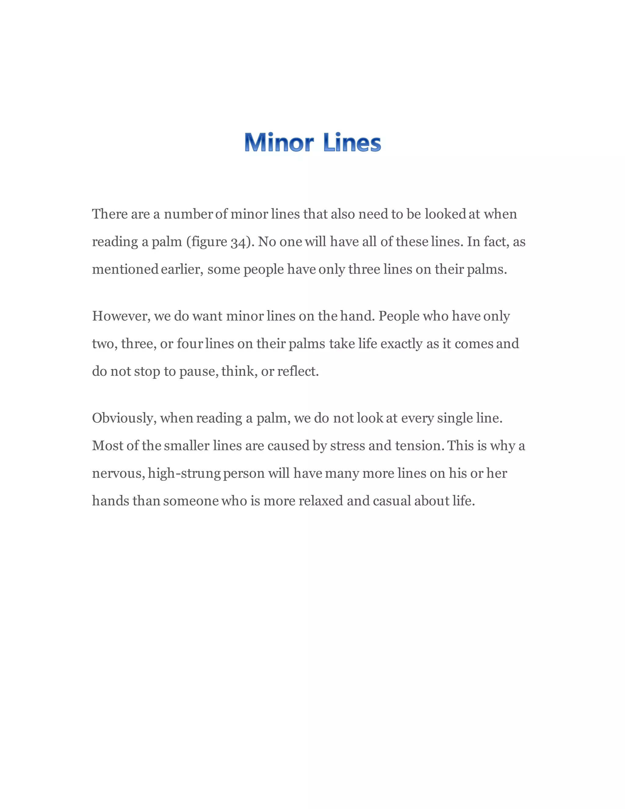 Minor lines at hands palmistry . | DOCX