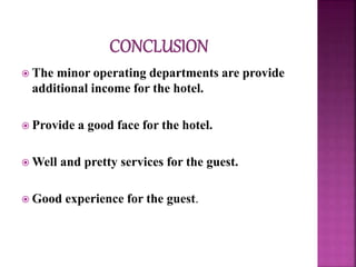 Minor operating departments in hospitality industry | PPTX