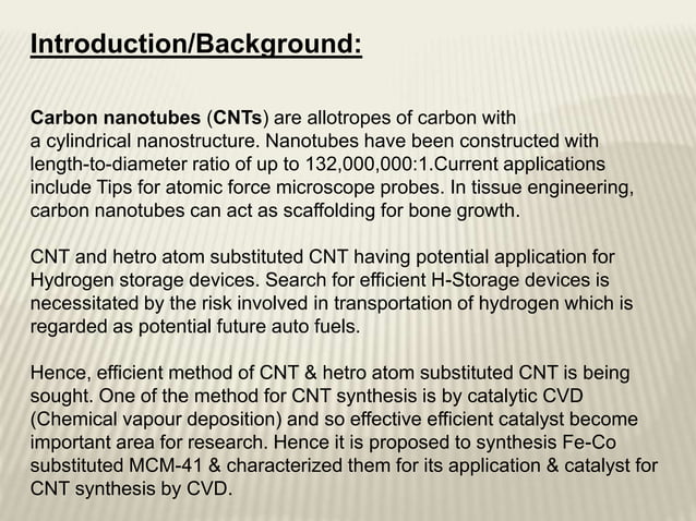 fe-MCM-41 Catalyst for CNT synthesis | PPTX