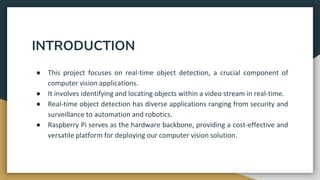 Real Time Object Detection Using Open CV | PPTX