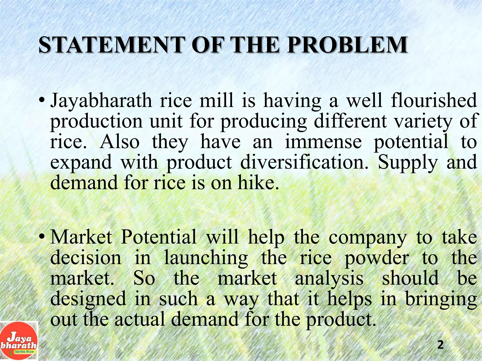 PROJECT REPORT PRESENTATION ON MARKET POTENTIAL OF RICE POWDER BY ...