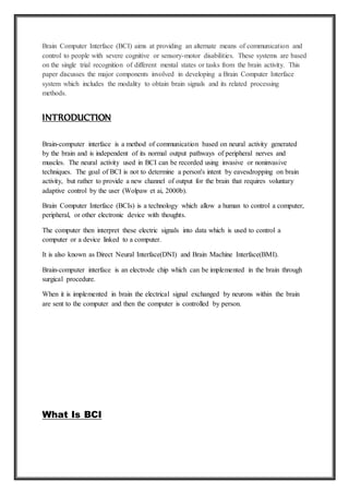 Brain Computer Interface | DOCX