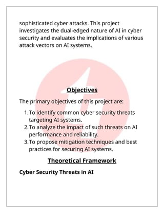 Minor Project Report about Cyber security Effects on AI: Challenges and ...