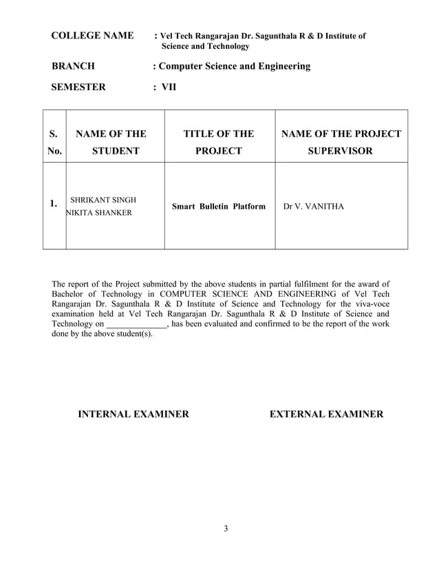 Minor project report format for 2018 2019 final | DOC | Educational ...
