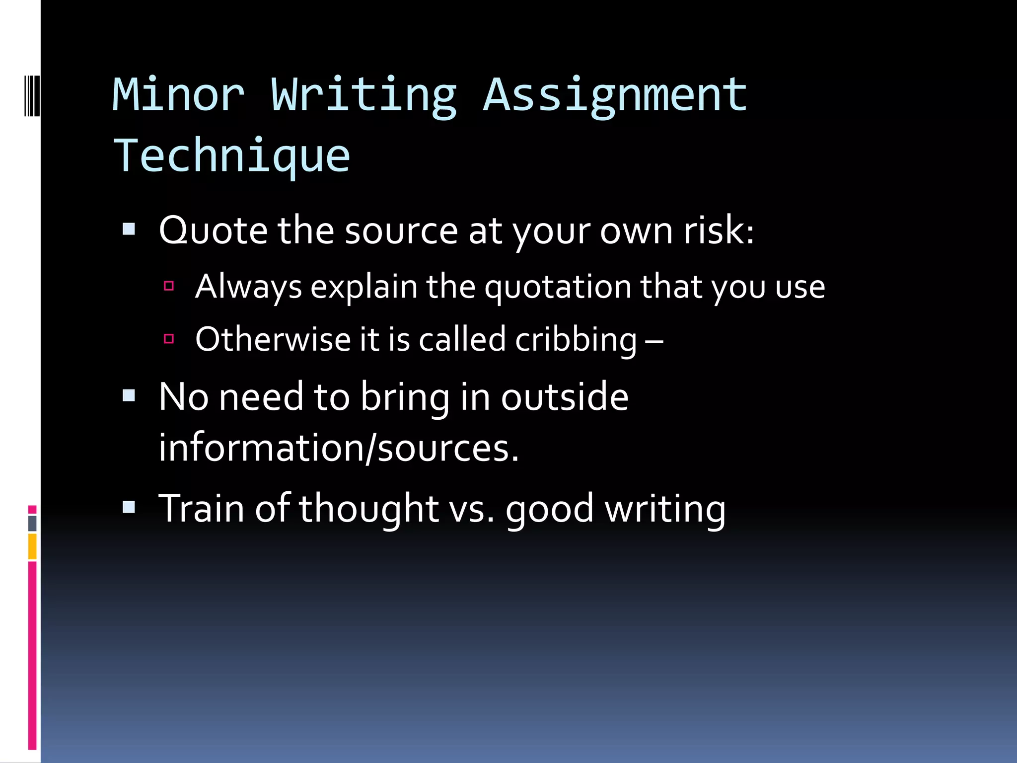 Minor writing assignment | PPT