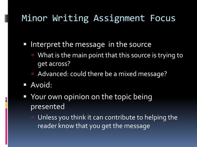 Minor writing assignment | PPT