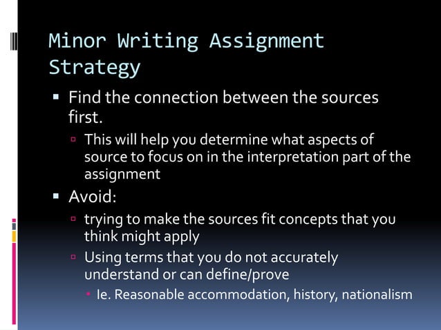 Minor writing assignment | PPT
