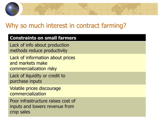 Contract farming in Africa: Opportunities and Challenges | PDF