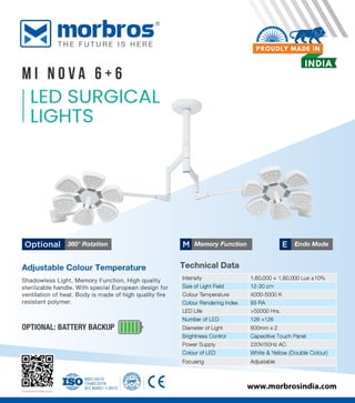 MI Nova 6+6 LED Surgical Lights by Morbros India | PDF
