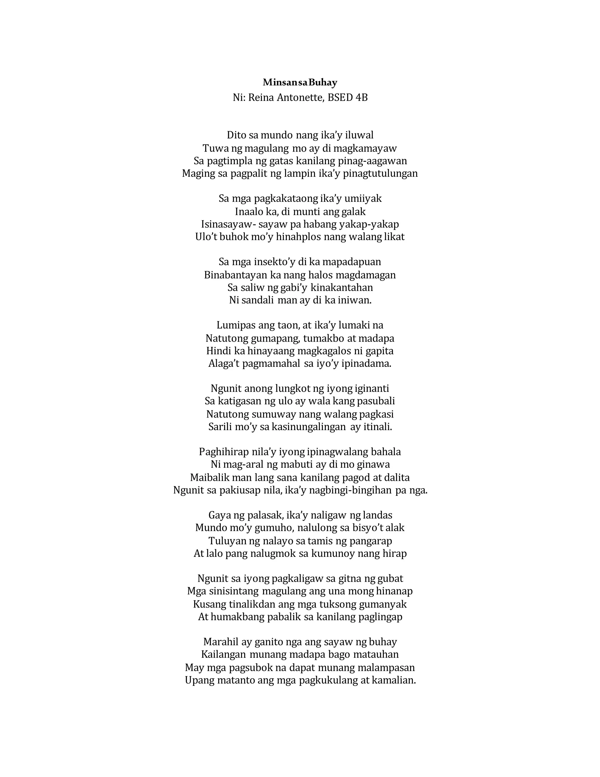 Minsan sa Buhay | DOCX