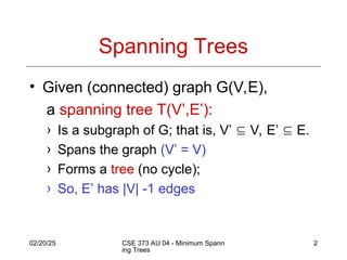 Minimum cost spanning tree for design and analysis | PPT
