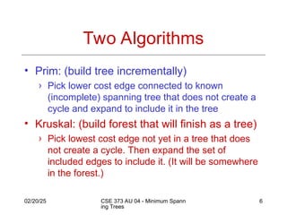 Minimum cost spanning tree for design and analysis | PPT