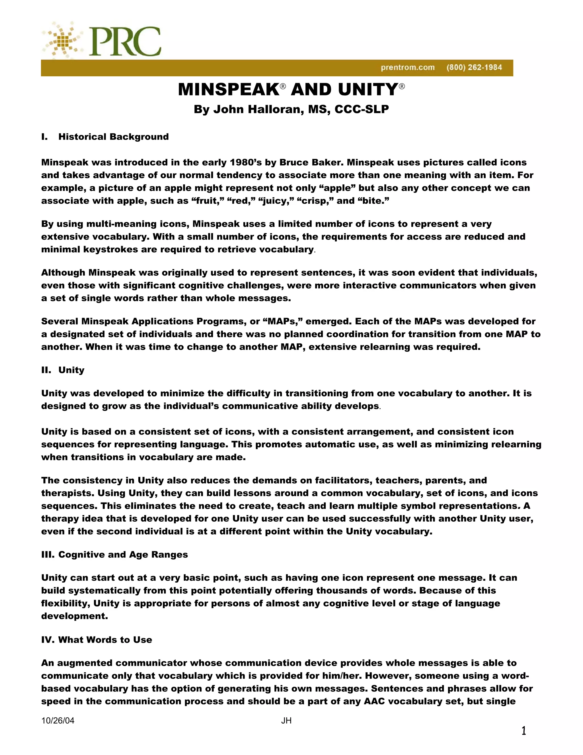 Minspeakand unity | PDF