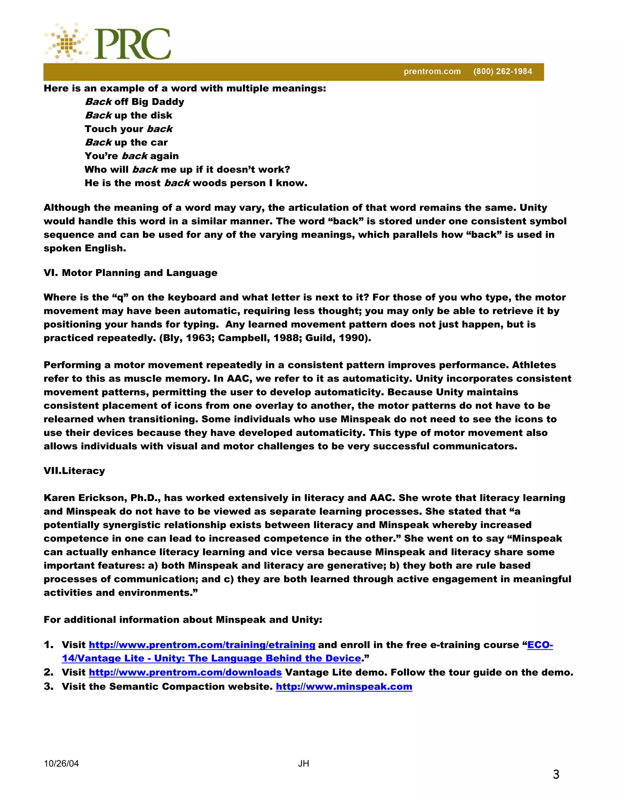 Minspeakand unity | PDF