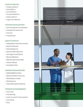 Mint Physician Staffing Brochure | PDF