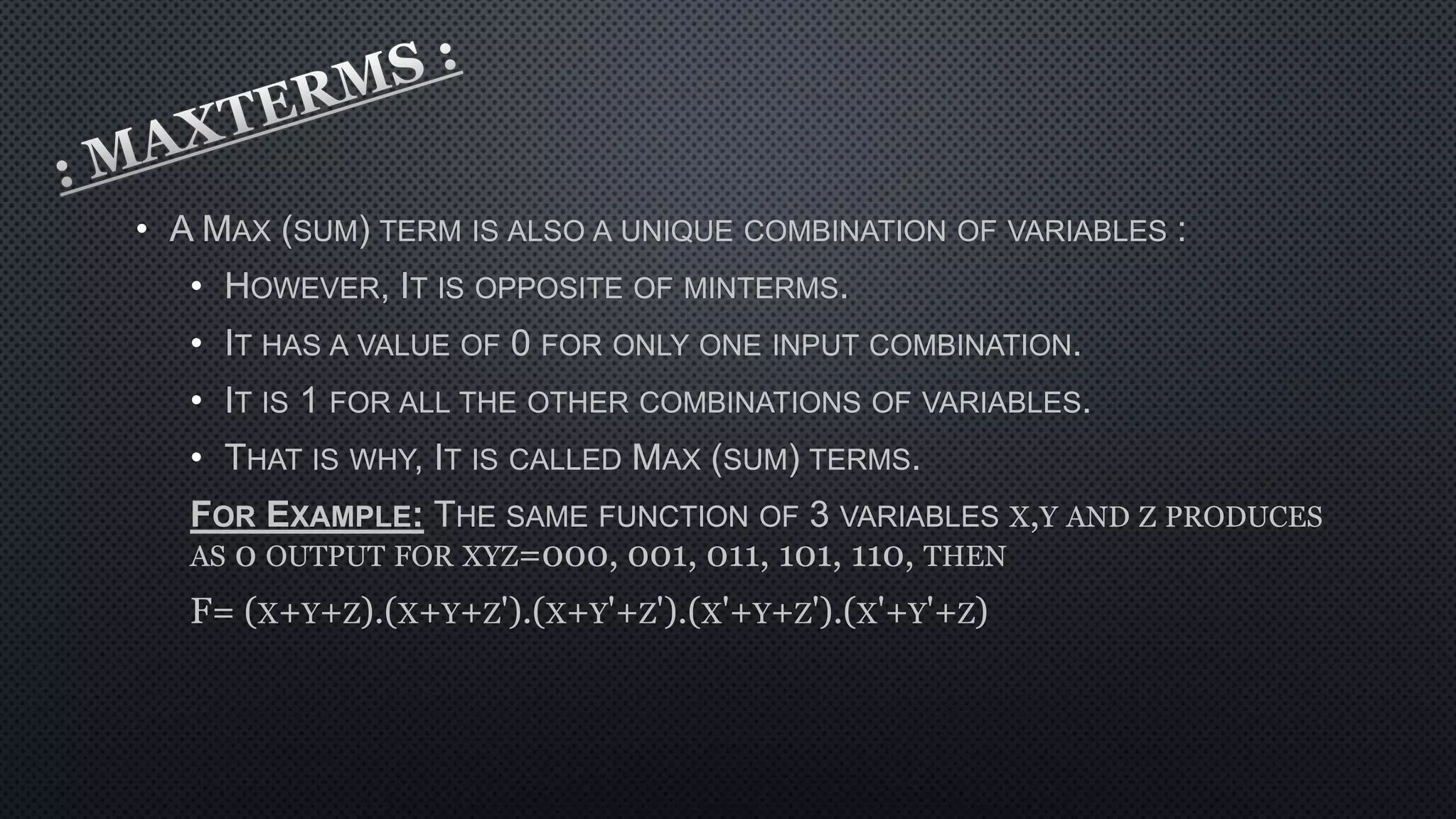 Minterms & maxterms | PPTX