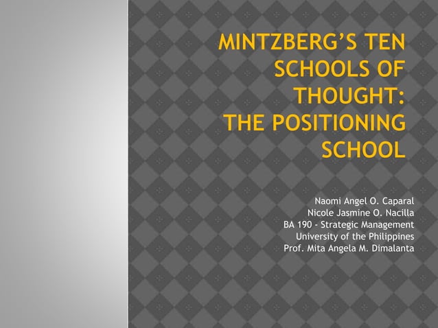 Mintzberg's Positioning School | PPT