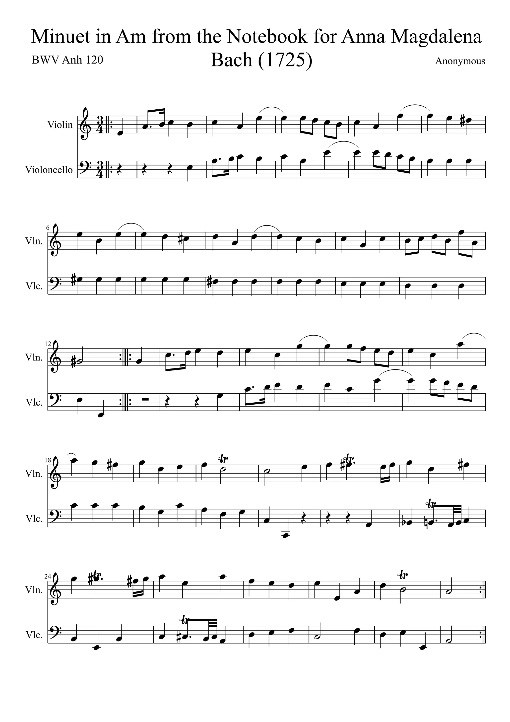 Minuet in am_from_the_notebook_of_anna_magdalena_bach_bwv_anh_120 | PDF