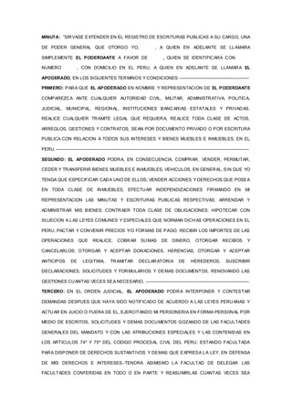 Minuta de poder general | DOC