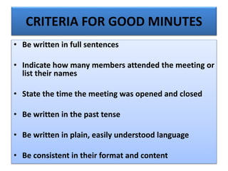 Best Practice Minute-Taking Principles, Skills, Criteria and Process | PPTX