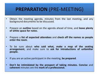 Best Practice Minute-Taking Principles, Skills, Criteria and Process | PPTX