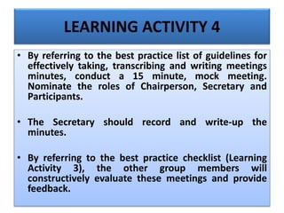 Best Practice Minute-Taking Principles, Skills, Criteria and Process | PPTX