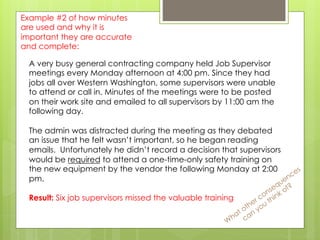 Minute by Minute: Learning the Skill of Taking Meeting Minutes | PDF