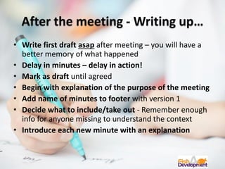 Minutes of Meetings (what you can expect!) | PPT