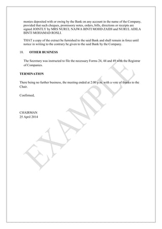 Minutes of First Board of Directors Meeting | DOCX