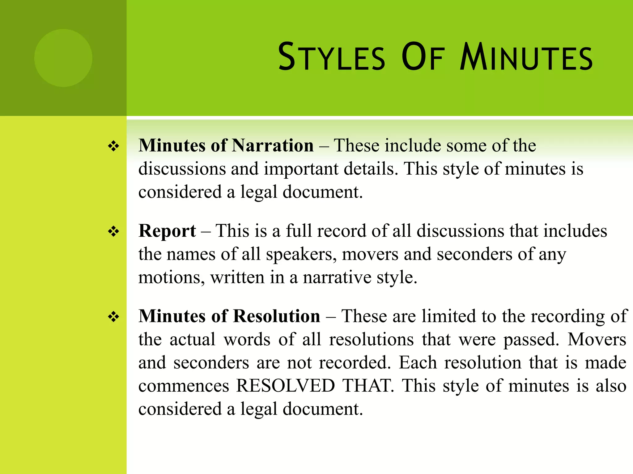 Minutes of meeting | PPTX