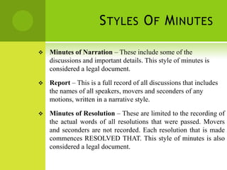 Minutes of meeting | PPTX