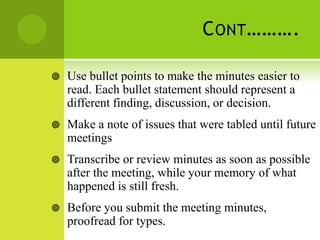 Minutes of meeting | PPTX