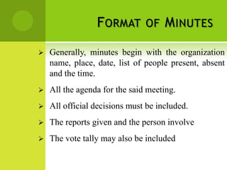 Minutes of meeting | PPTX